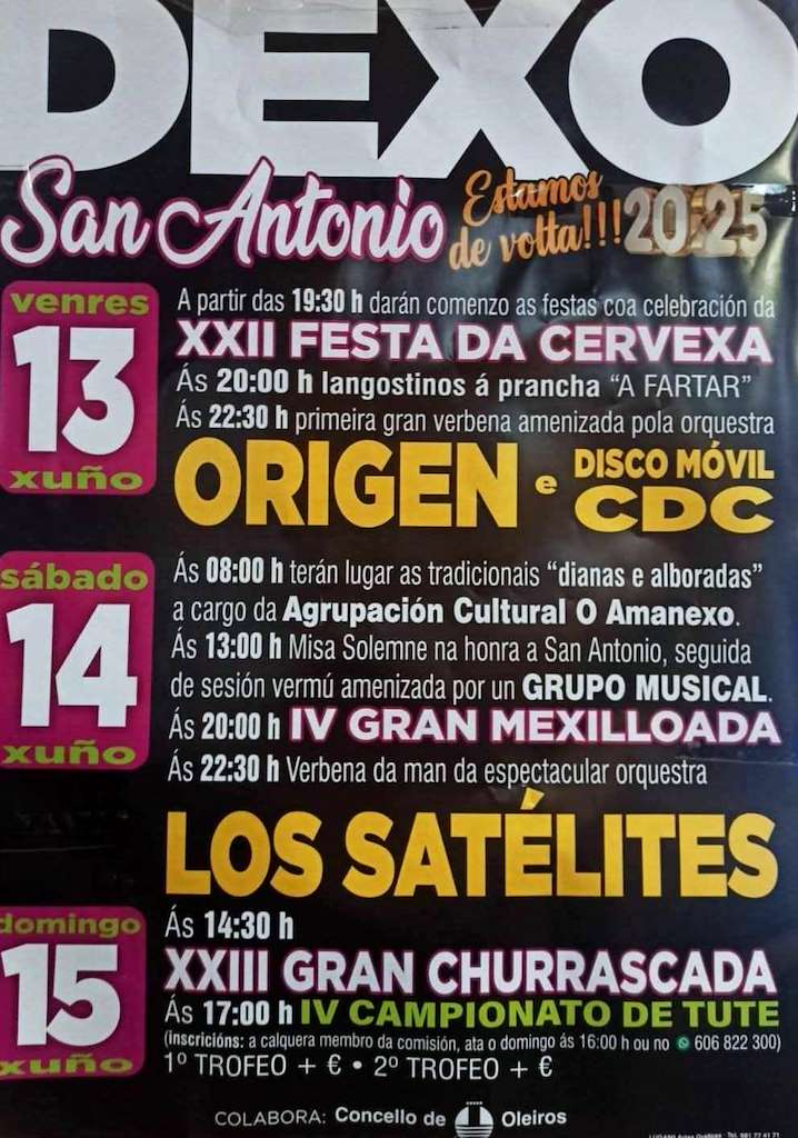 Fiestas de San Antón de Dexo 2025 en Oleiros: Programa, cartel y agenda ...