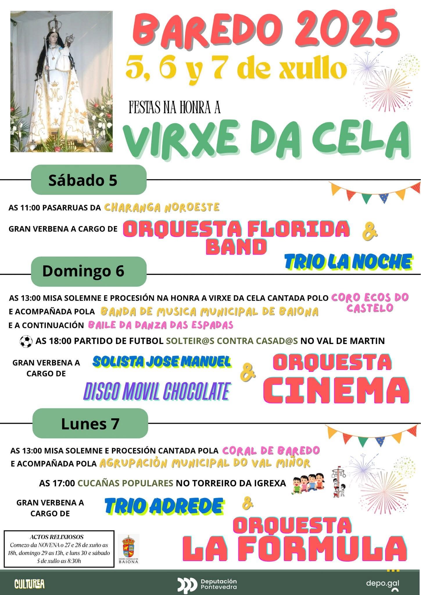 Festas de Virxe da Cela de Baredo 2025 en Baiona: Programa, cartel y ...