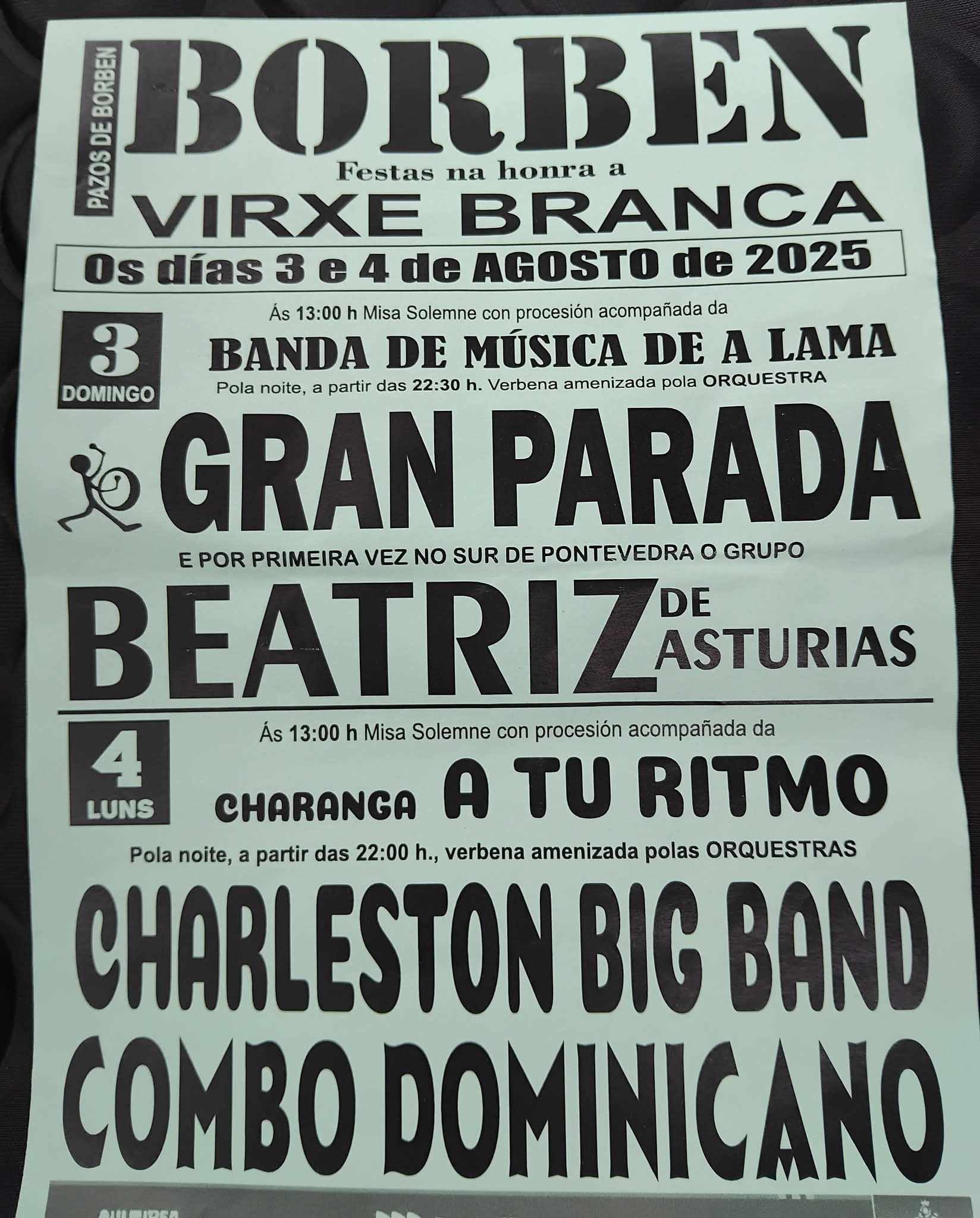 Festas da Virxen Branca de Pazos de Borbén 2025: Programa, cartel y ...