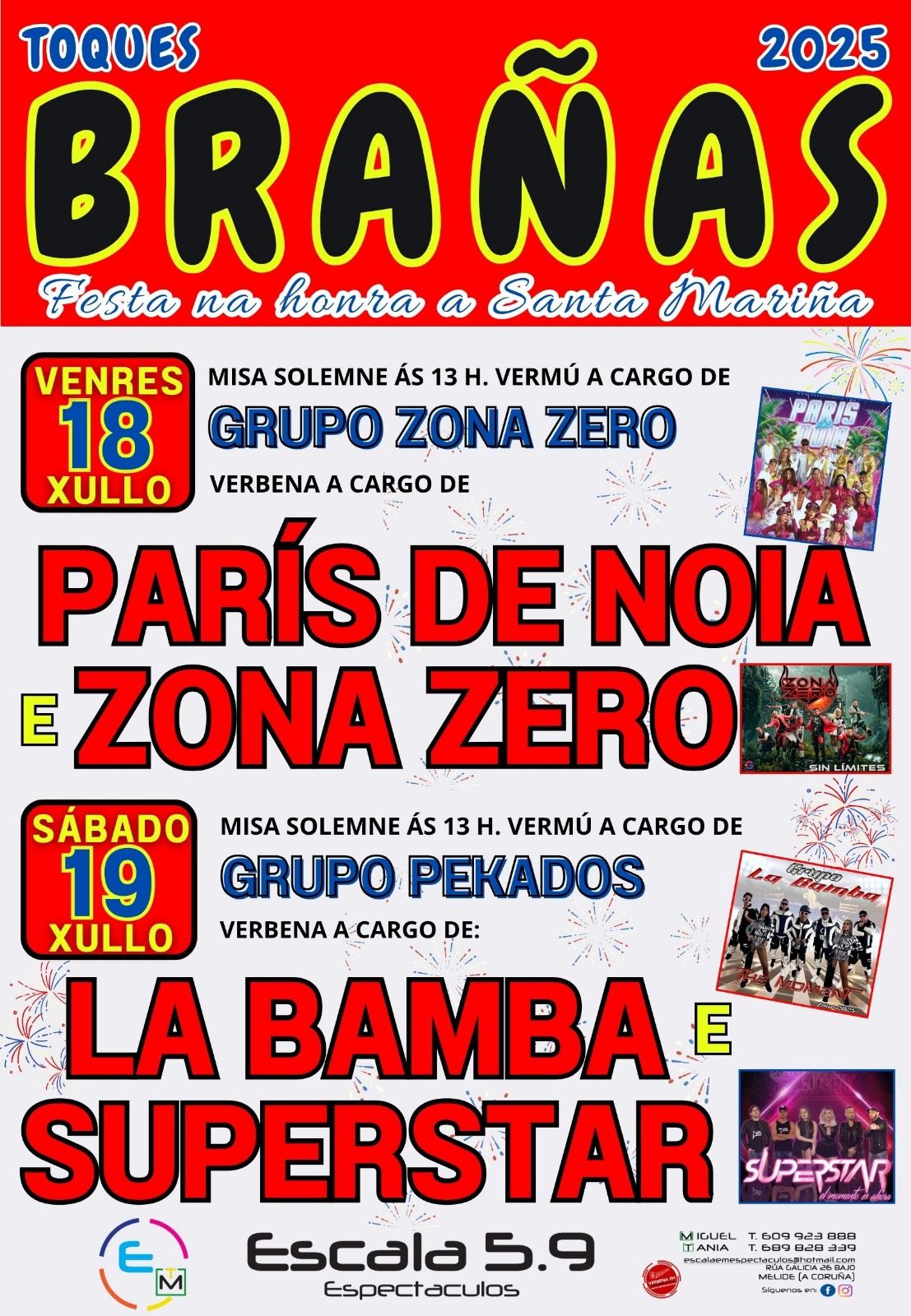 Fiestas de Brañas 2025 en Toques: Programa, cartel y agenda completa