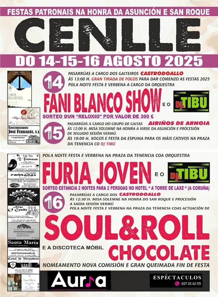 Fiestas de San Roque de Cenlle 2025: Programa, cartel y agenda completa