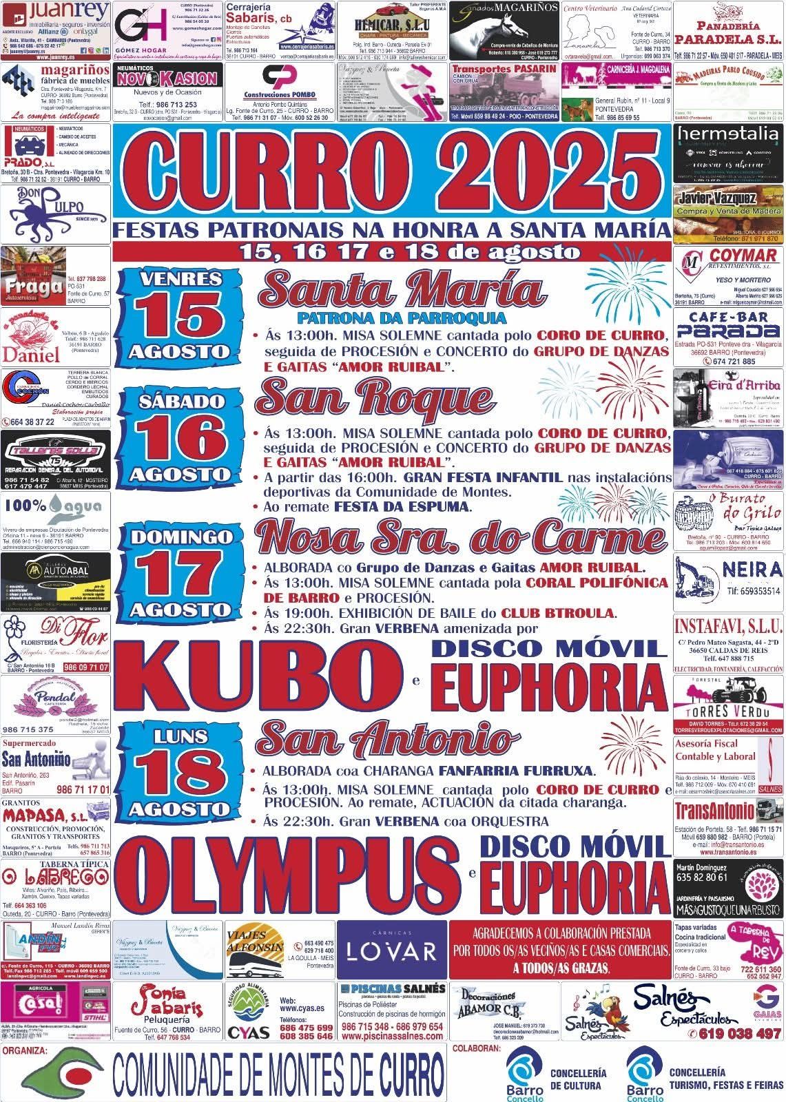 Fiestas de Curro 2025 en Barro: Programa, cartel y agenda completa