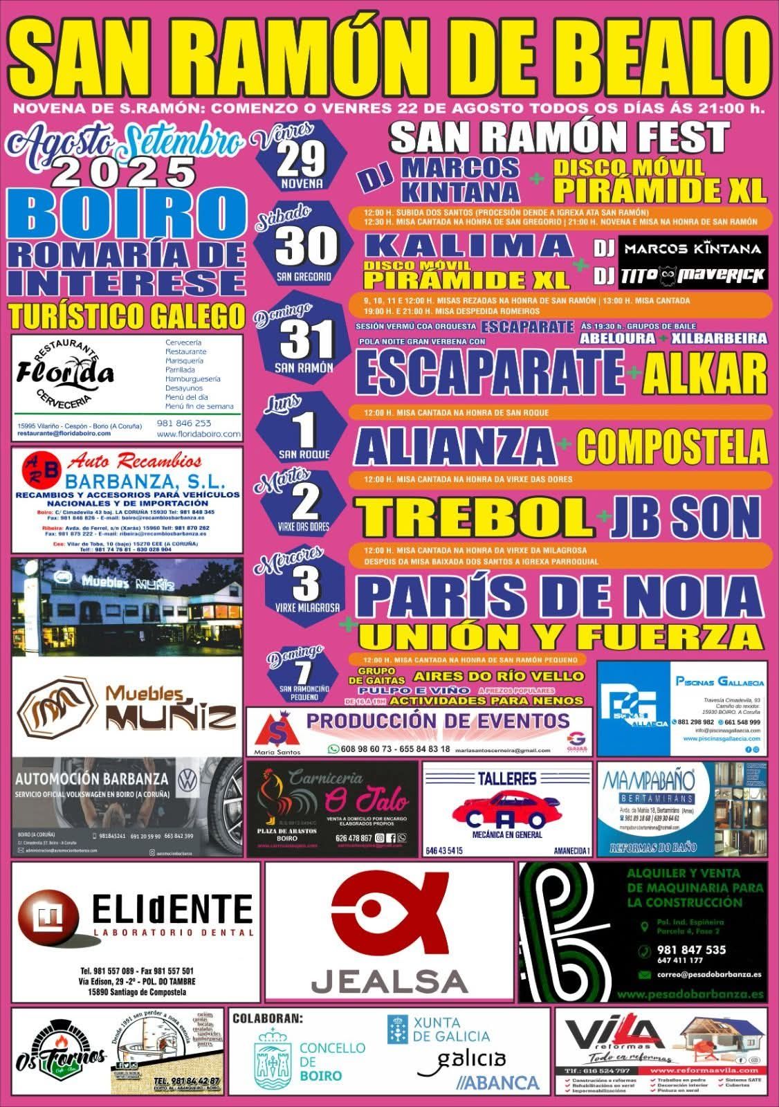 Fiestas de San Ramón de Bealo 2025 en Boiro: Programa, cartel y agenda ...